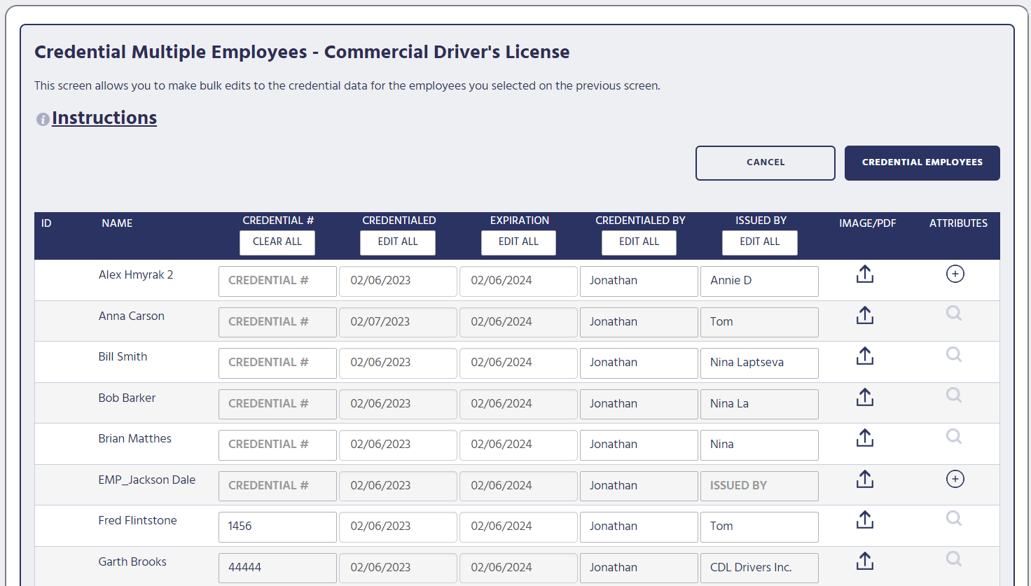 How to Credential Multiple Employees